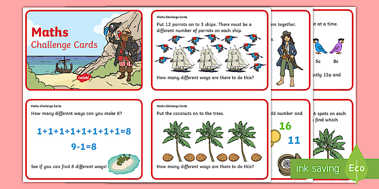 F-2 Pirate-Themed Maths Challenge Cards (teacher made)
