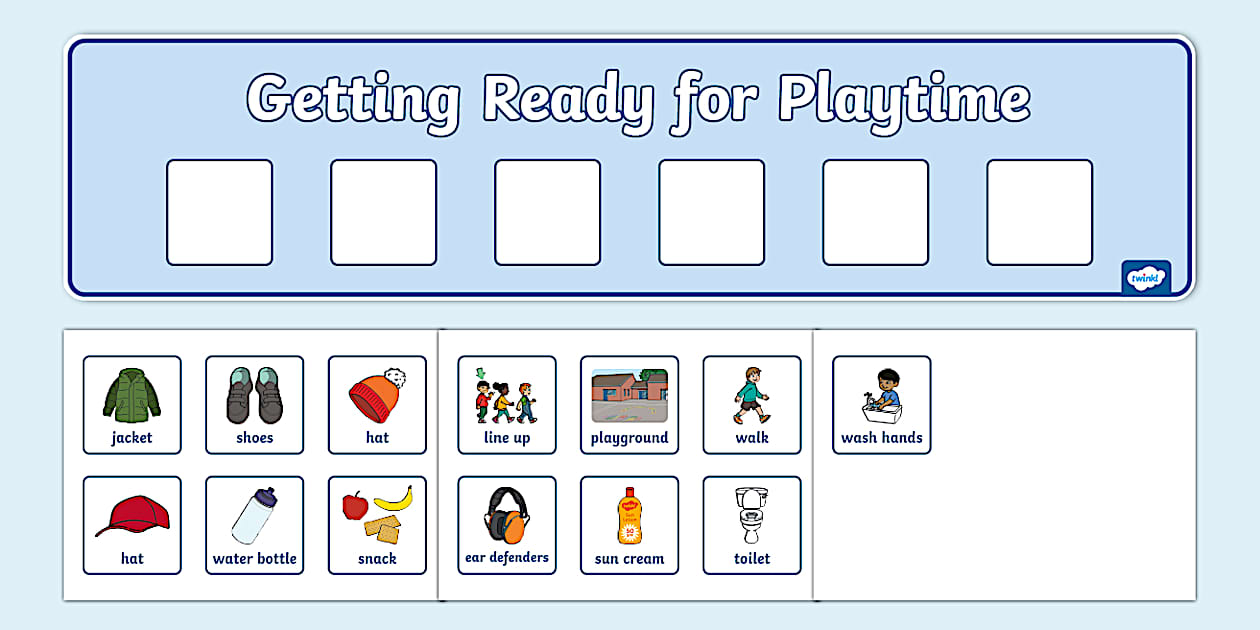 Getting Ready for Playtime Visual Sequencing Strip - Twinkl