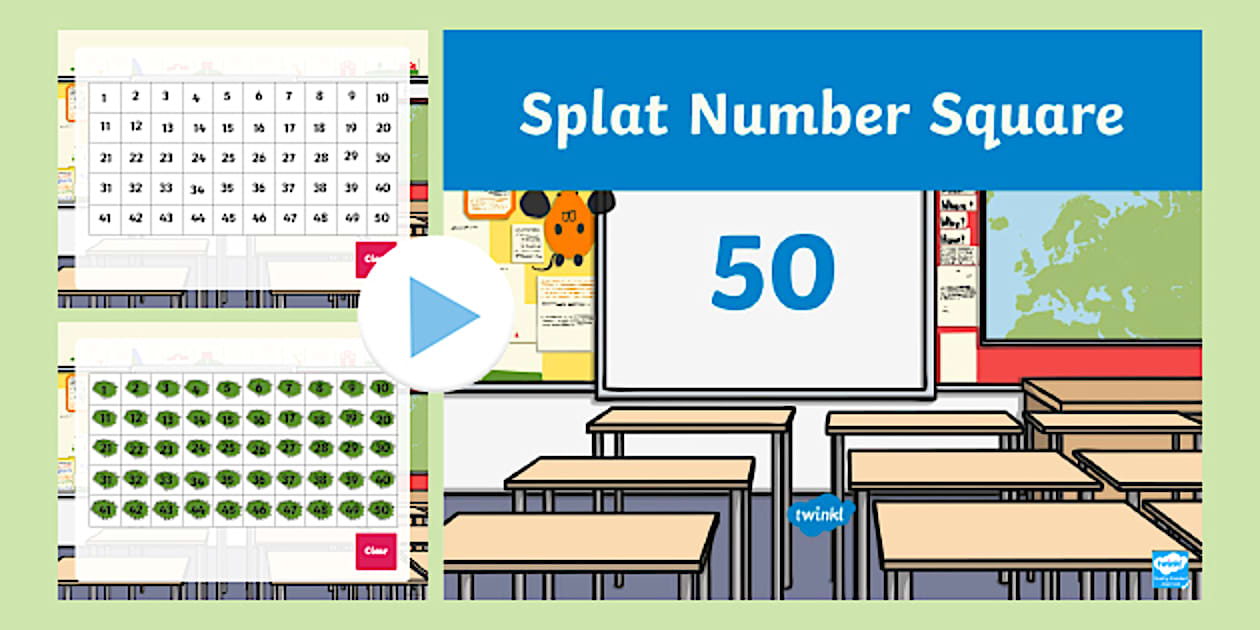 50 Number Splat Square PowerPoint - KS1 - Maths Resources