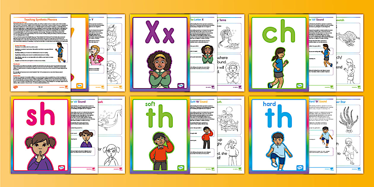 Phonics Canada: Group 6 y, x, ch, sh, soft th, hard th Pack