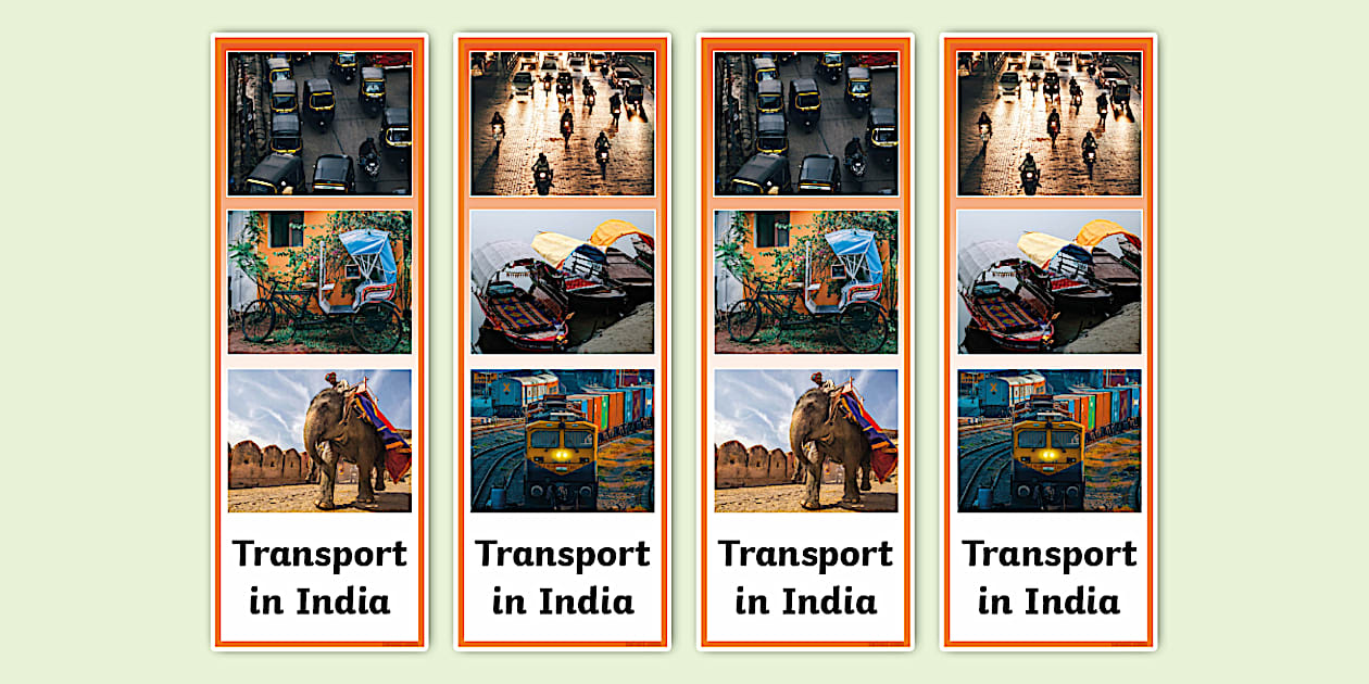 Transport in India Photo Strip Bookmarks (teacher made)