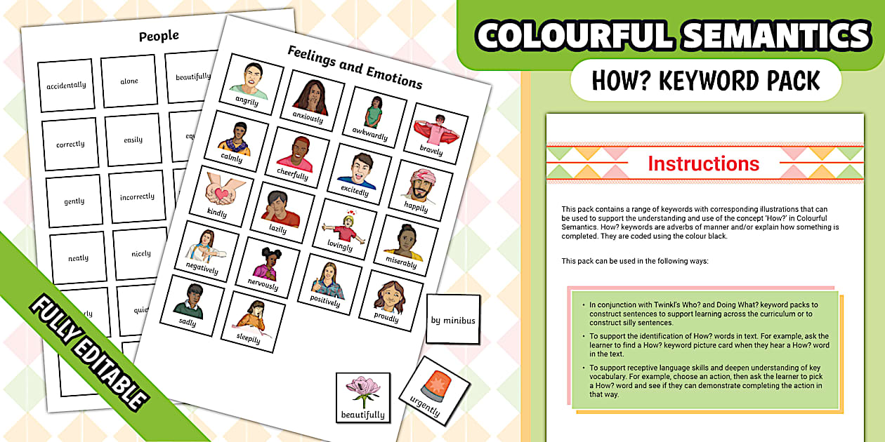 KS2 Colourful Semantics How? Keyword Pack