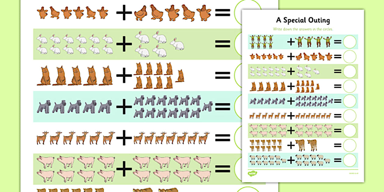Editable A Special Outing Up to 20 Addition Sheet - Twinkl