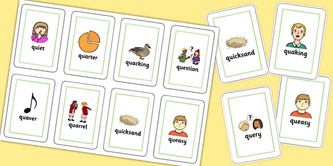 Dyslexic Two Syllable QU Flash Cards (teacher made) - Twinkl
