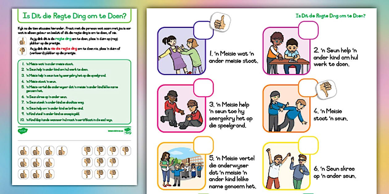 Is Dit die Regte Ding om te Doen? Werkkaart (Teacher-Made)