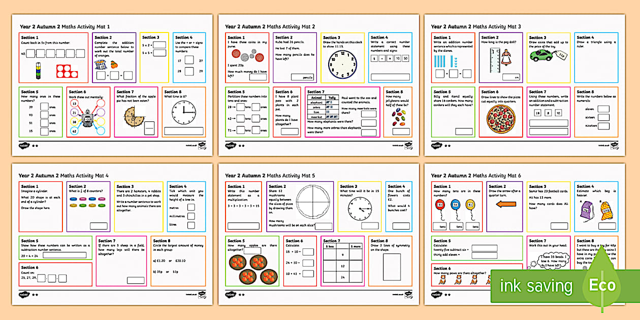 Editable Year 2 Autumn 2 Maths Activity Mats - Twinkl