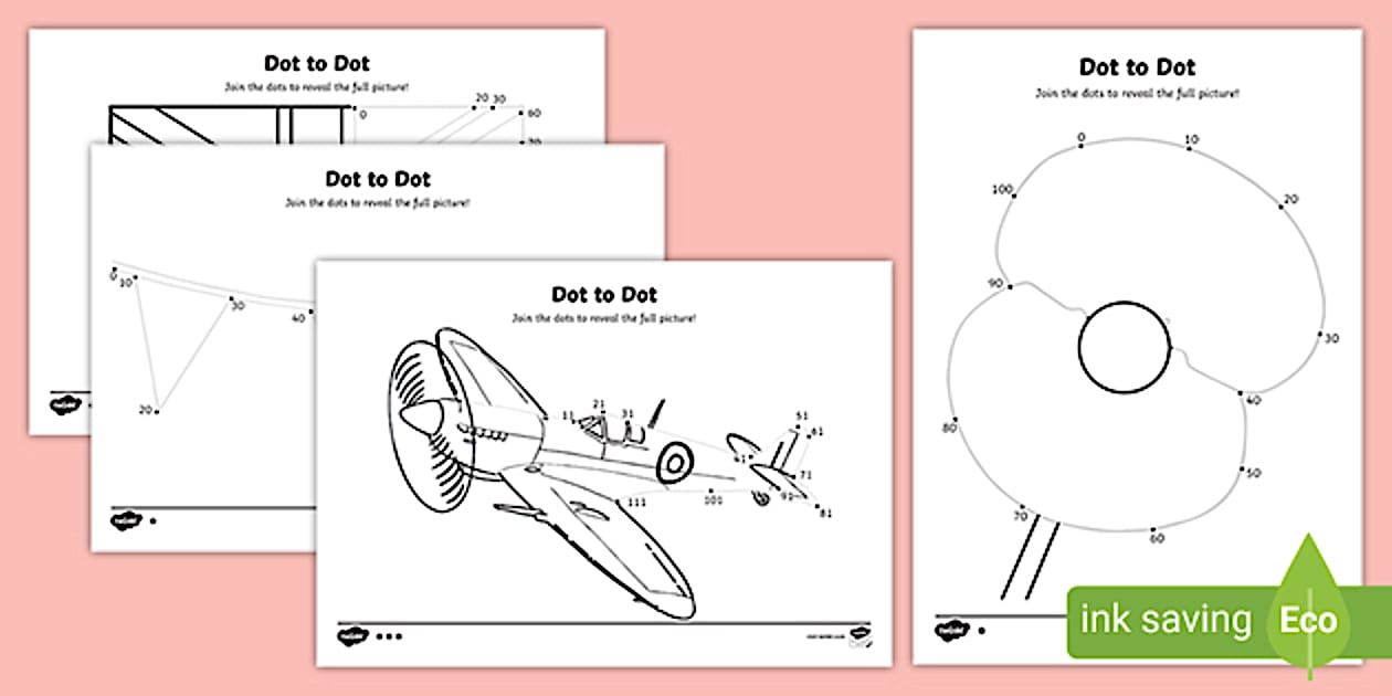VE Day Counting in 10s Dot to Dot Maths Activity - Twinkl