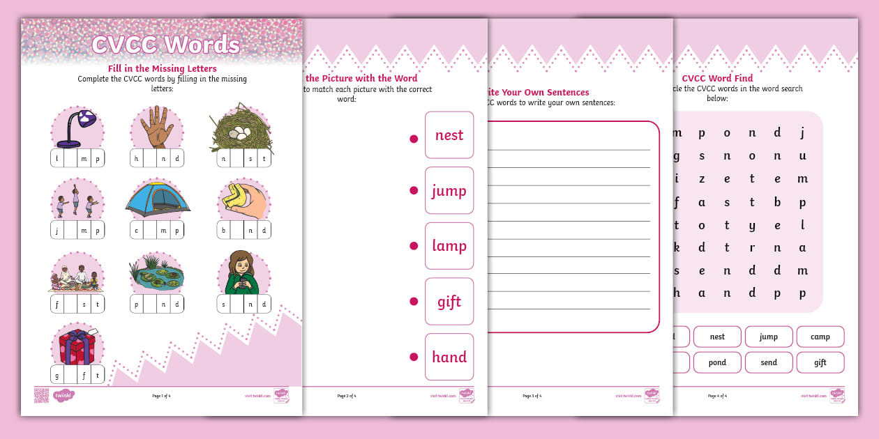 CVCC Words Activity Sheet