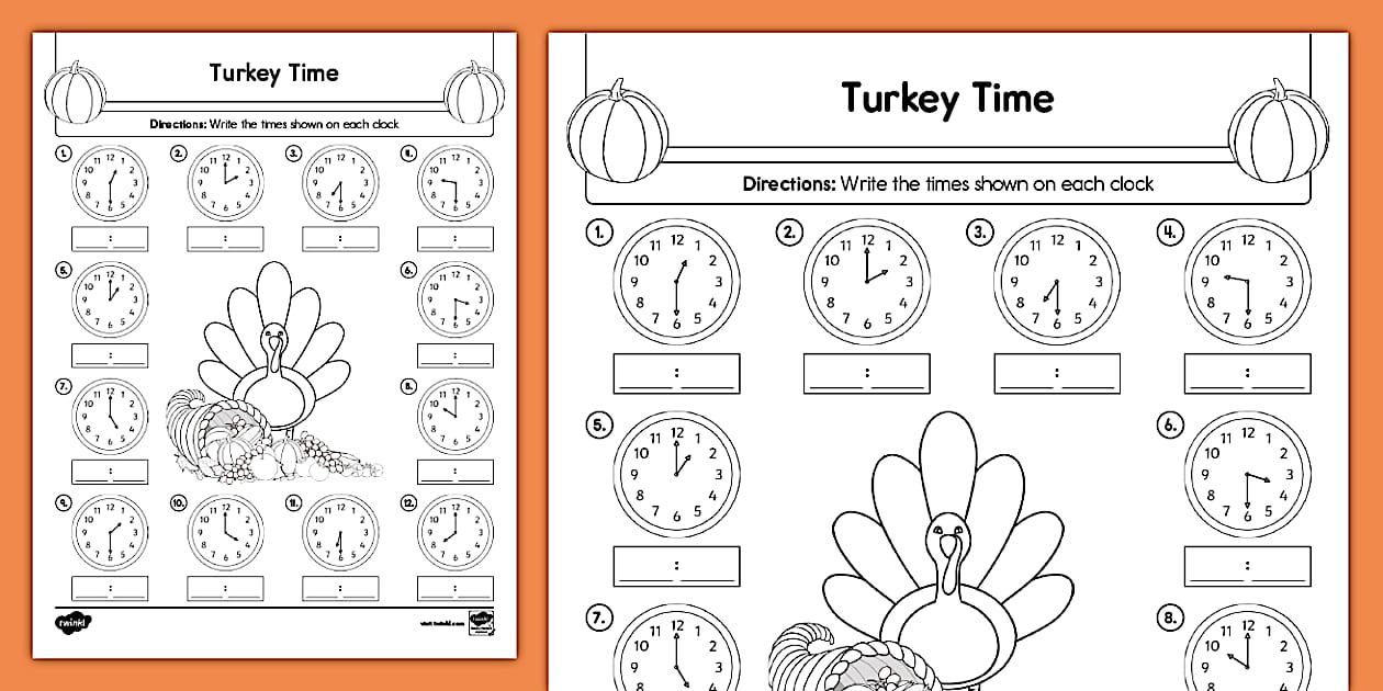 Turkey Time Worksheet | Thanksgiving | Twinkl USA - Twinkl