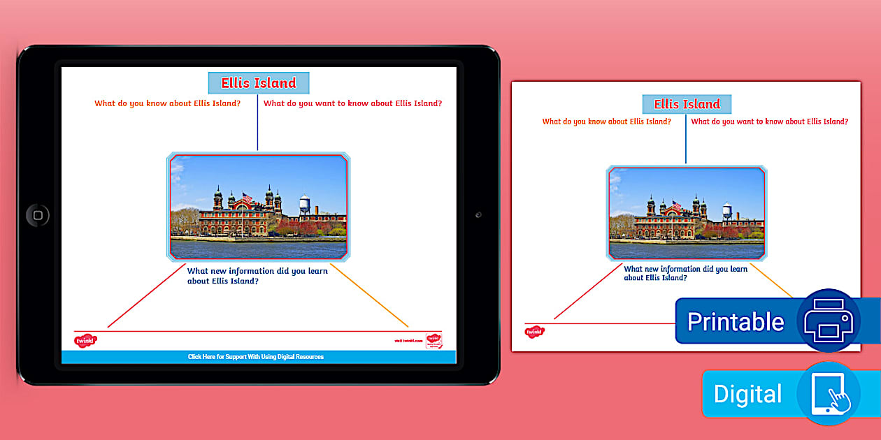 Ellis Island KWL Graphic Organizer for 6th-8th Grade