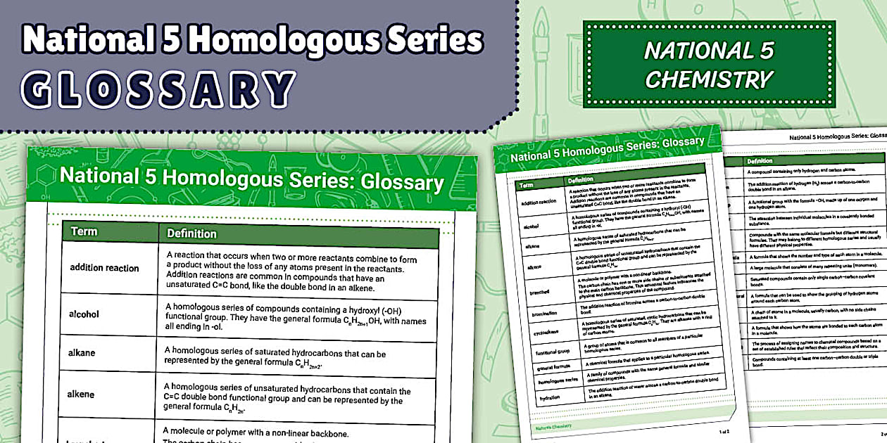National 5 Homologous Series Glossary