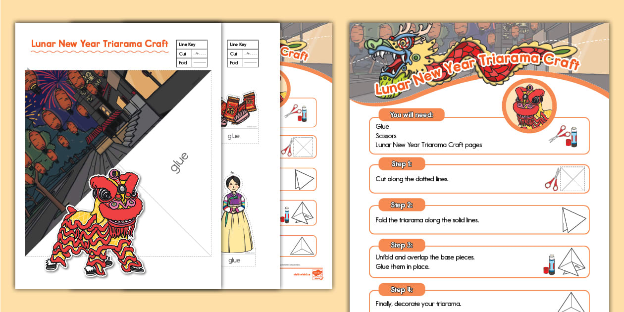 Lunar New Year Triarama Craft - Twinkl Crafts (teacher made)