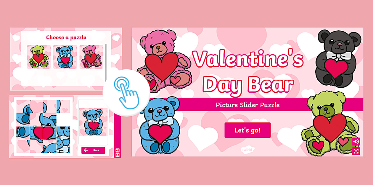 Valentine's Day Bear Picture Slider Puzzle | Twinkl | Puzzle