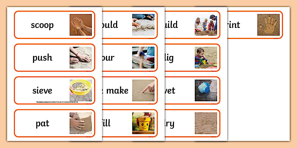 Editable Sand Area Skills Word Cards (teacher made) - Twinkl