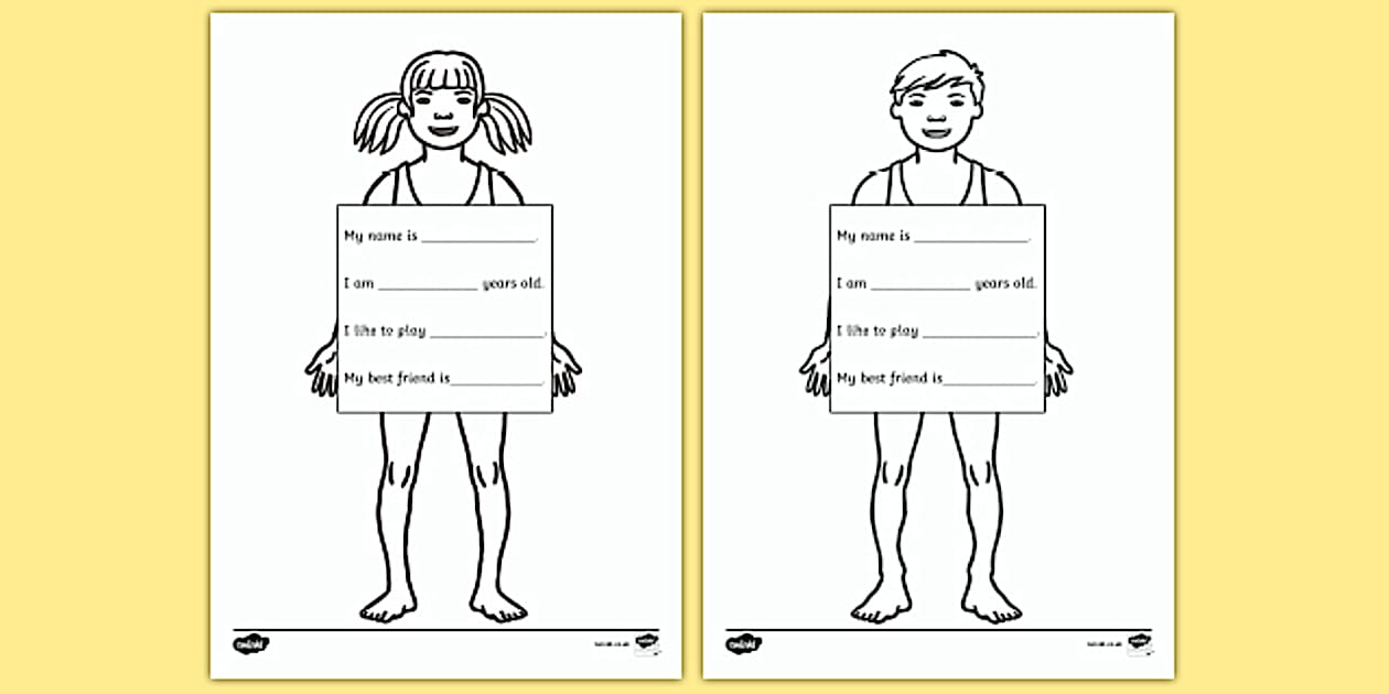 All About Me Body Outline Writing Template, PDHPE - Twinkl