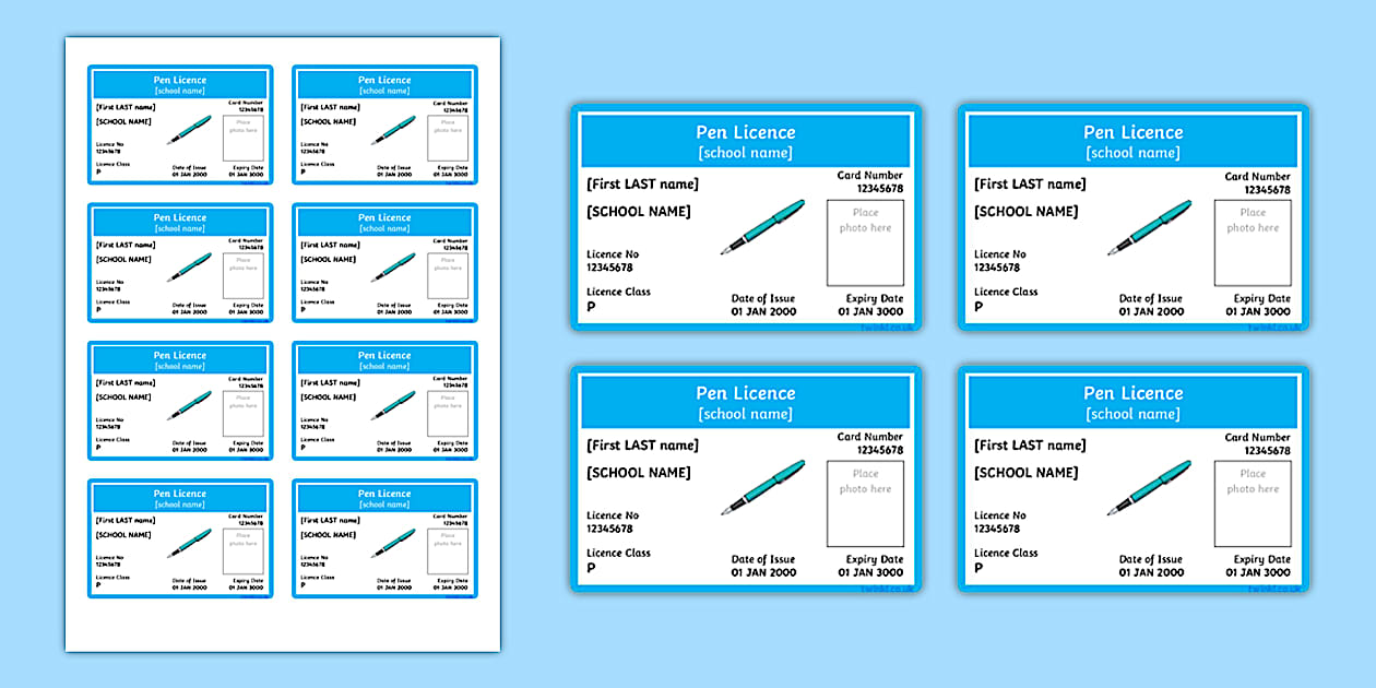 Pen Licences Editable Proforma (teacher made) - Twinkl