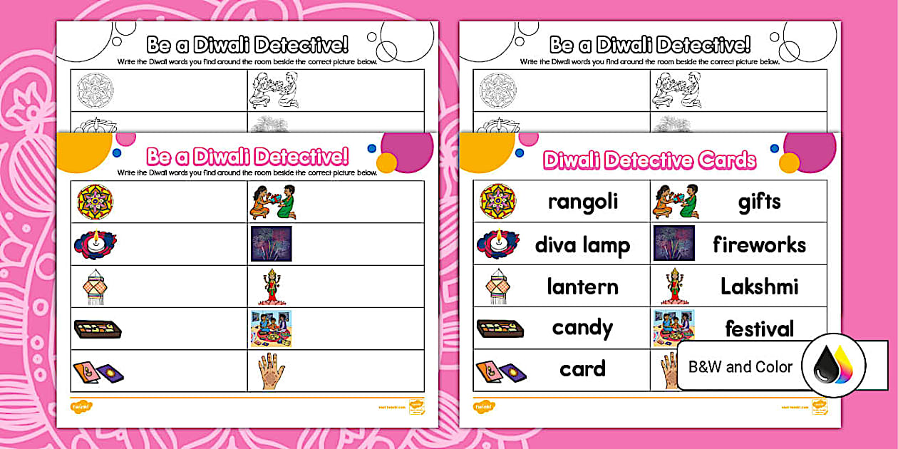 Diwali Read and Write The Room | Word Worksheet | Twinkl USA