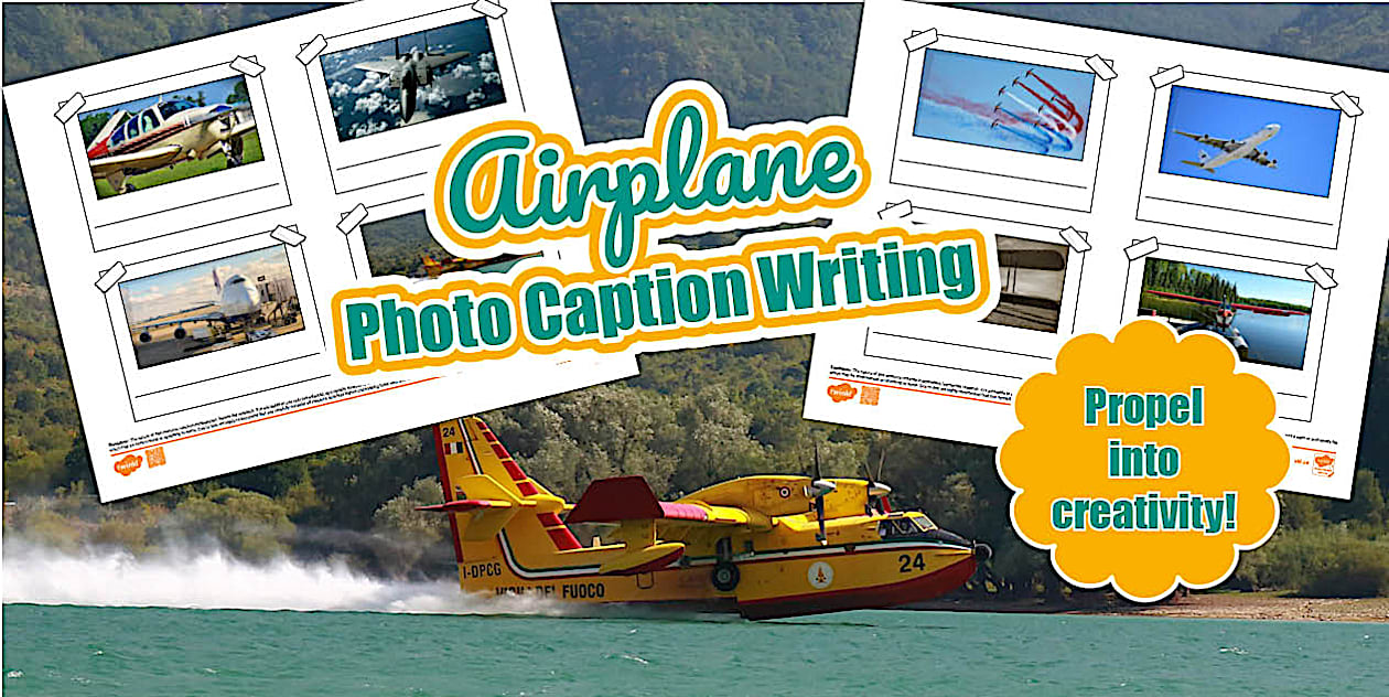 Airplane Photo Caption Writing Template