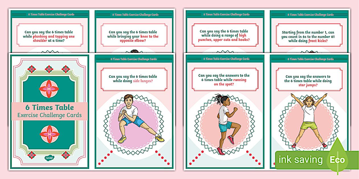 6 Times Table Challenge Exercise Cards - Twinkl Scotland
