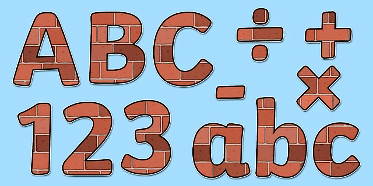 Cursive Display Lettering & Symbols (Bricks) - Twinkl