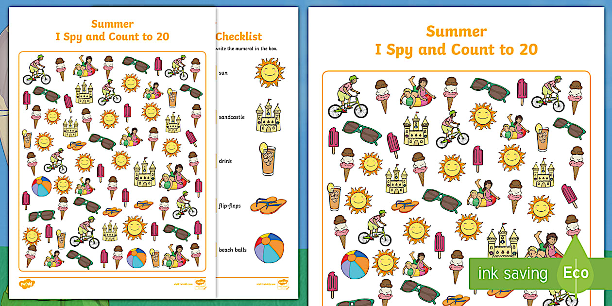 Summer I Spy and Count Activity to 20 (Teacher-Made)
