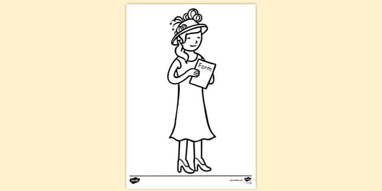 Spectator Woman in Hat Colouring Sheet | Colouring Sheets