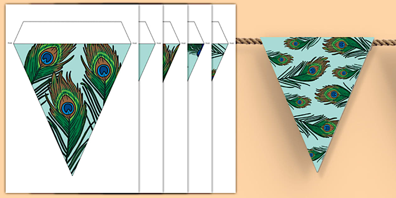 Editable Proud Peacock Bunting (Lehrer gemacht) - Twinkl