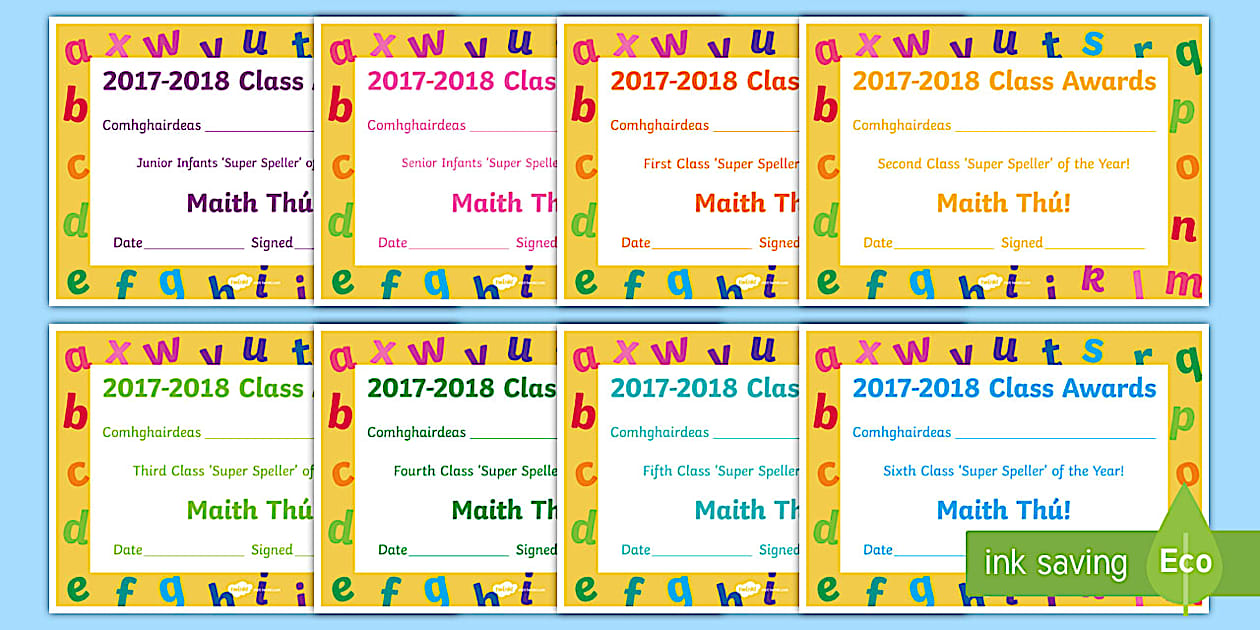 2017-2018 'Super Speller' of the Year Certificate - Twinkl