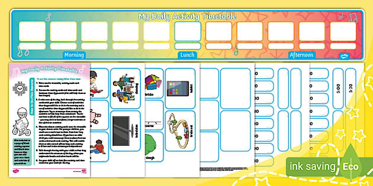Working from Home: Visual Activity Timetable for Children