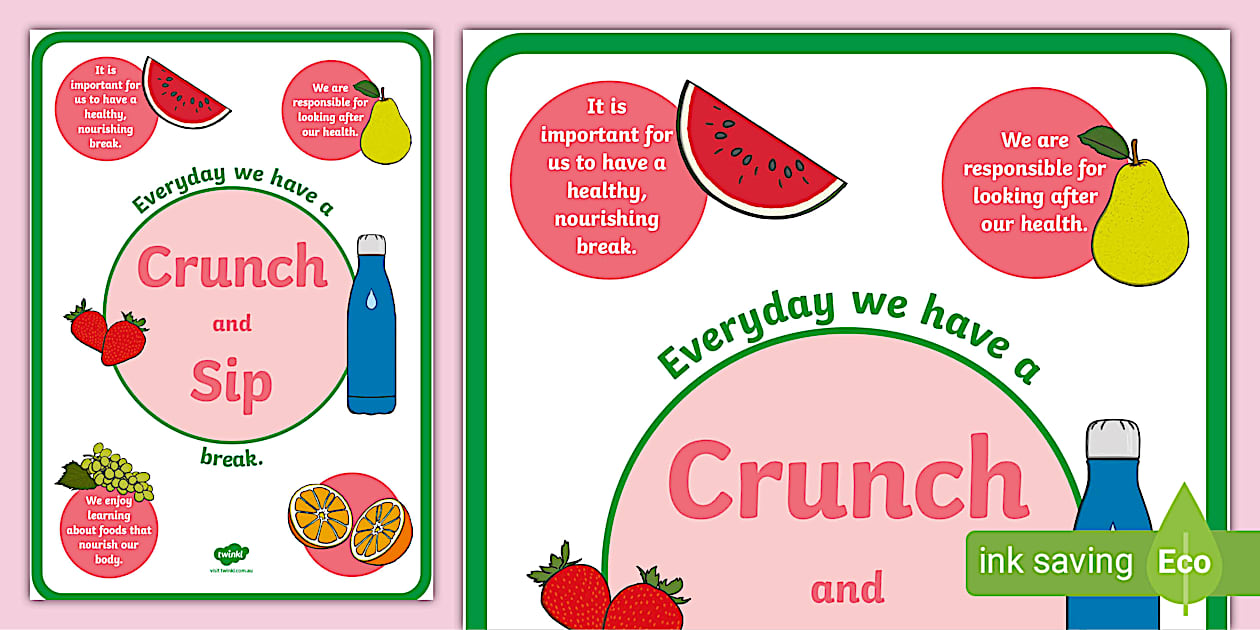 Crunch and Sip A4 Display Poster (teacher made) - Twinkl