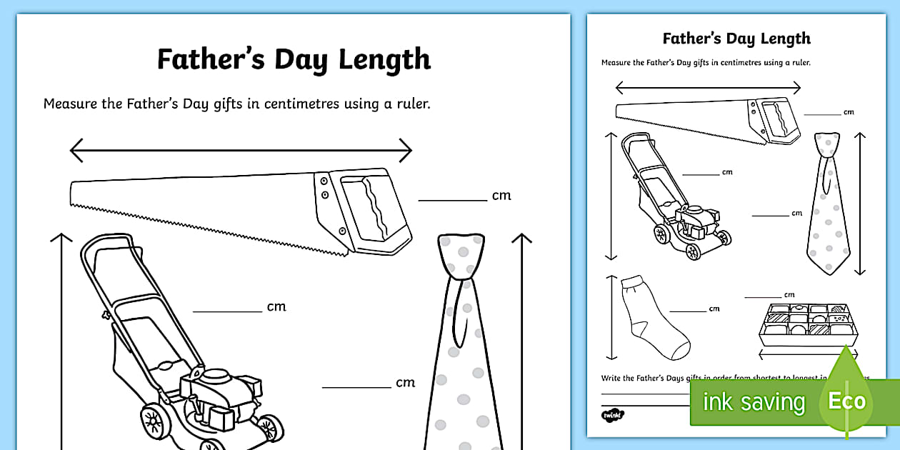 TAS Father's Day Length Worksheet (teacher made) - Twinkl