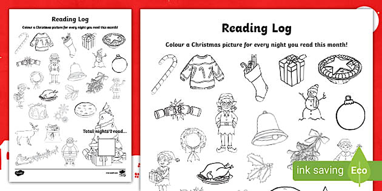 Christmas Themed Reading Log (teacher made) - Twinkl