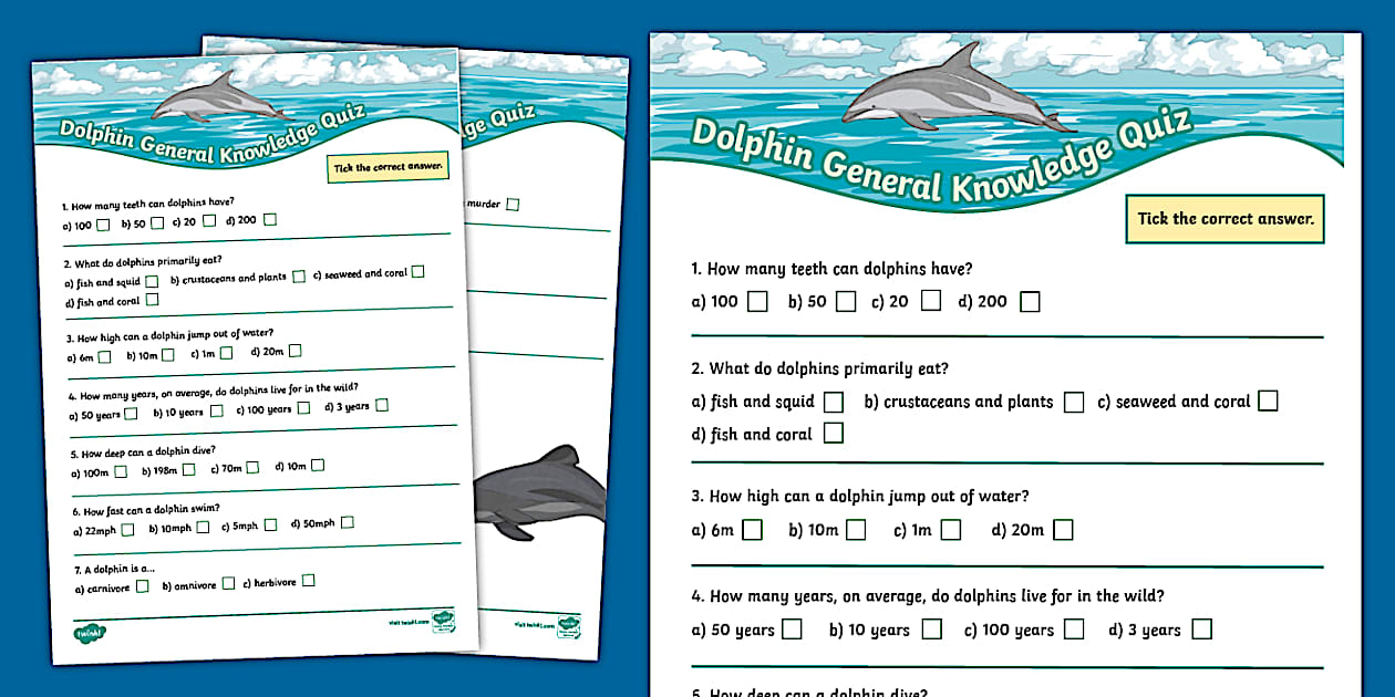 Dolphin General Knowledge Quiz (teacher made) - Twinkl