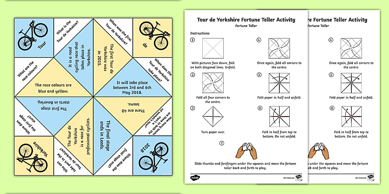 KS2 Tour de Yorkshire Fortune Teller Activity - Twinkl
