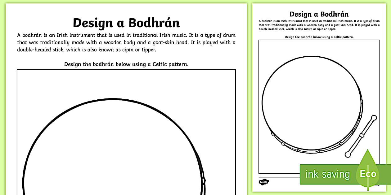 Design a Bodhrán Worksheet / Worksheet (teacher made)