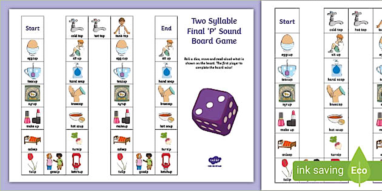 Two Syllable Final 'P' Sound Board Game - Twinkl