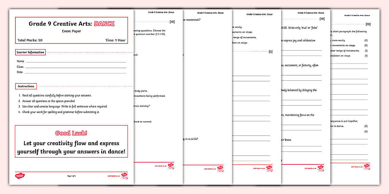 Grade 9 Creative Arts: Dance Year-end Exam - Twinkl