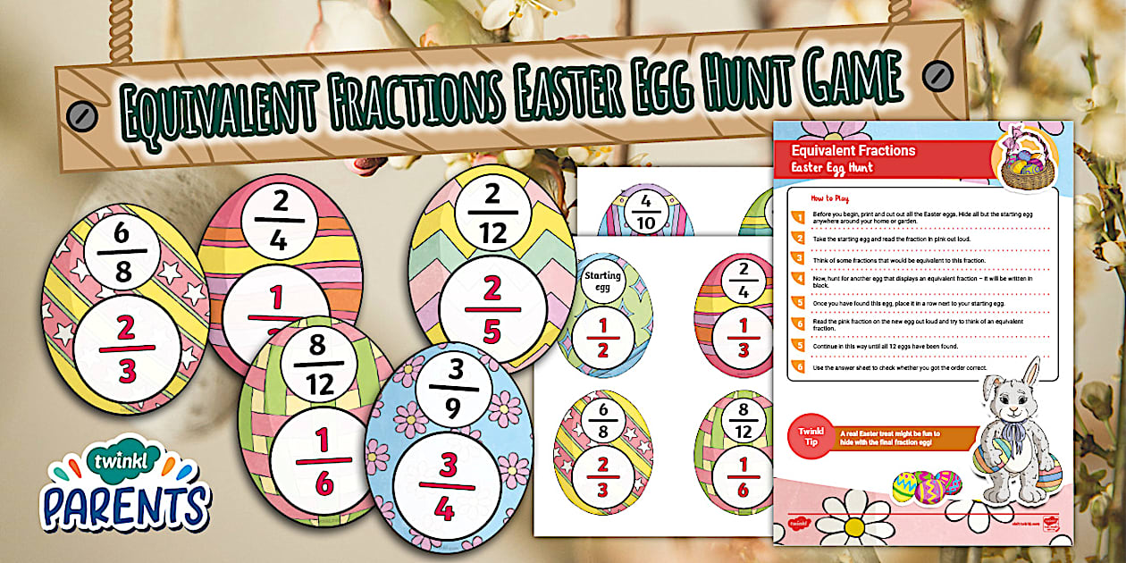 Equivalent Fractions Easter Egg Hunt Game (teacher made)