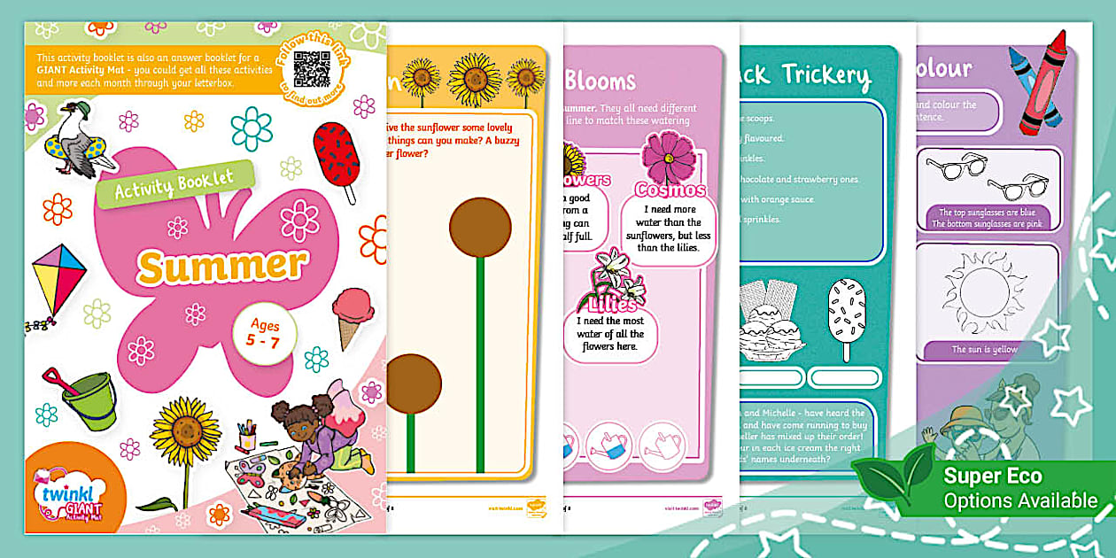 Summer Activity Booklet (Ages 5 - 7) (teacher made) - Twinkl