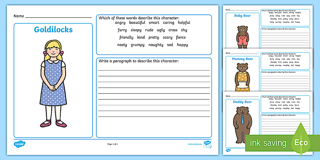 Editable Goldilocks Character Writing Frames - Twinkl