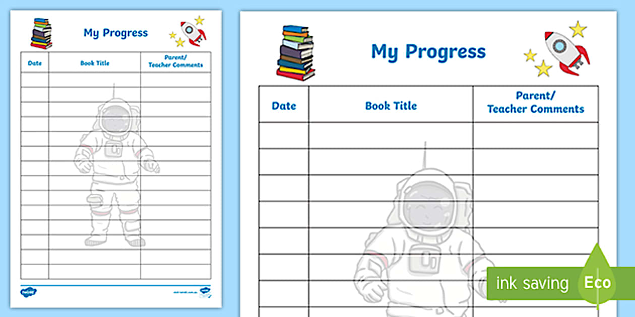 SA Space Themed Reading Record Teacher Parent Notes Sheet