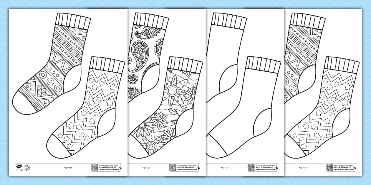 World Down Syndrome Day Odd Socks Colouring Sheet