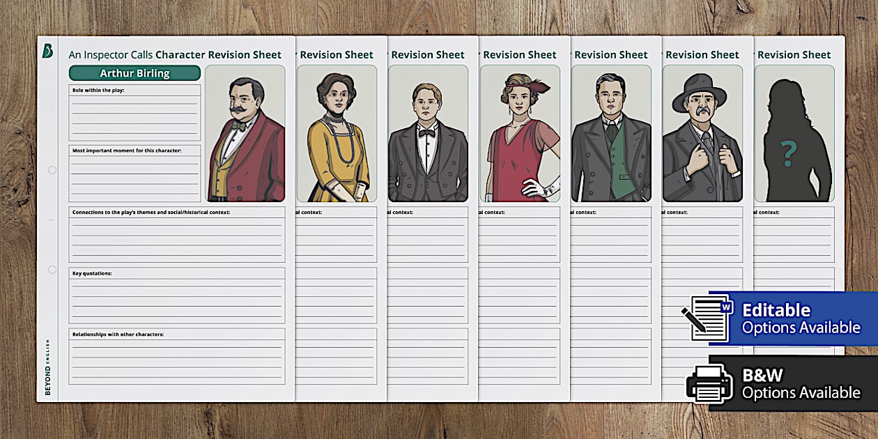 An Inspector Calls Characters Worksheet | Beyond English