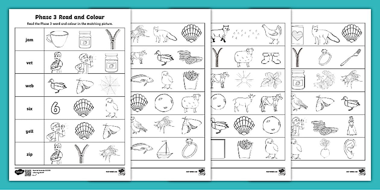 Phase 3 Read and Colour Activity Sheet Pack (teacher made)