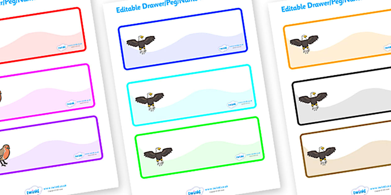 👉 Editable Drawer - Peg - Name Labels (Eagles) - Twinkl