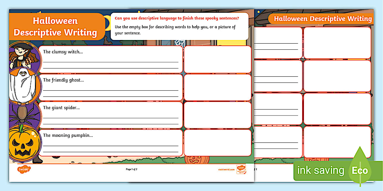 Halloween Descriptive Writing Worksheets (teacher made)