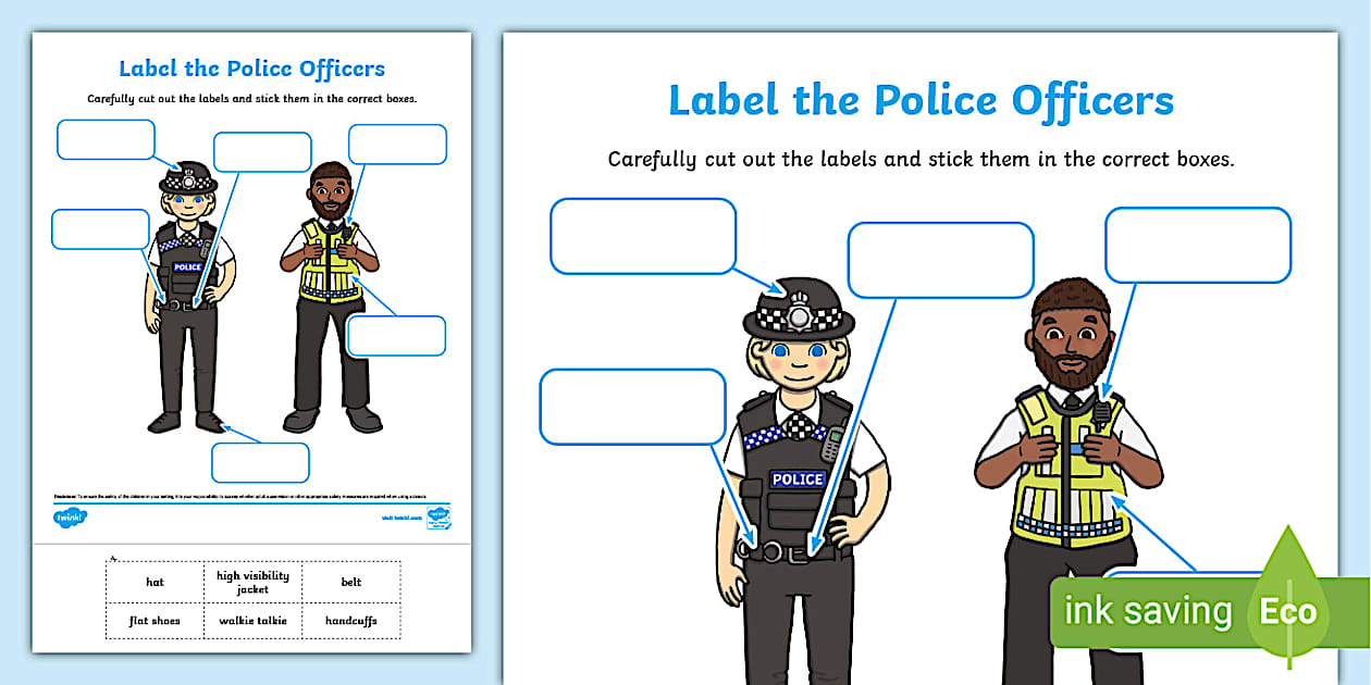 Police Officer Labelling Activity Sheet (Teacher-Made)