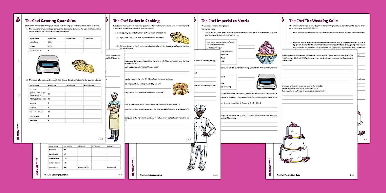 Real World Maths Worksheets: Catering (teacher made)