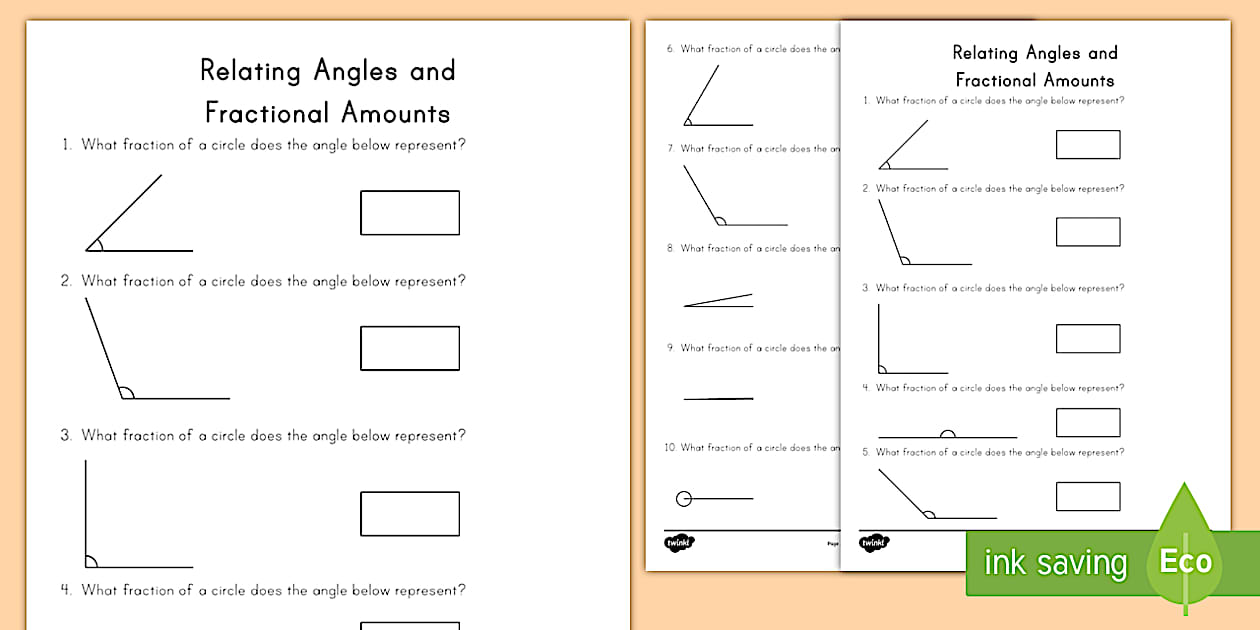 Relating Angles and Fractional Amounts Worksheet / Worksheet