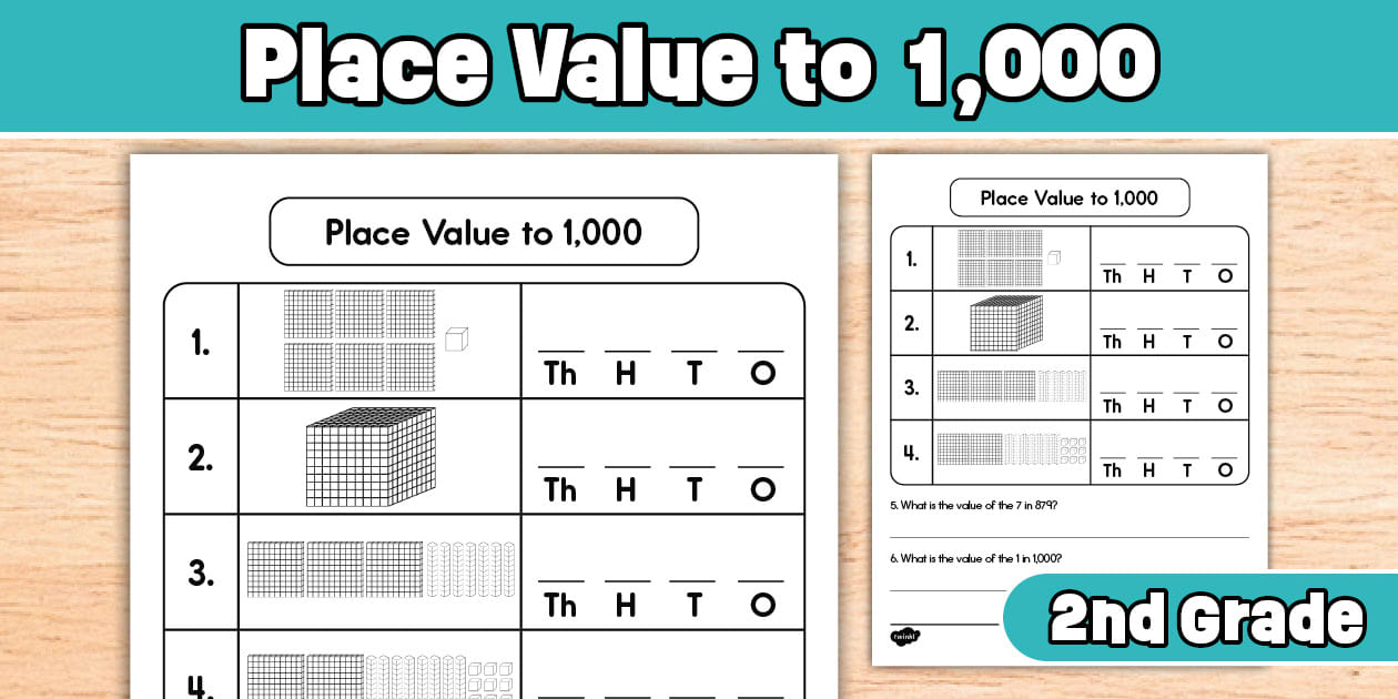 Second Grade Place Value to 1,000 Worksheet